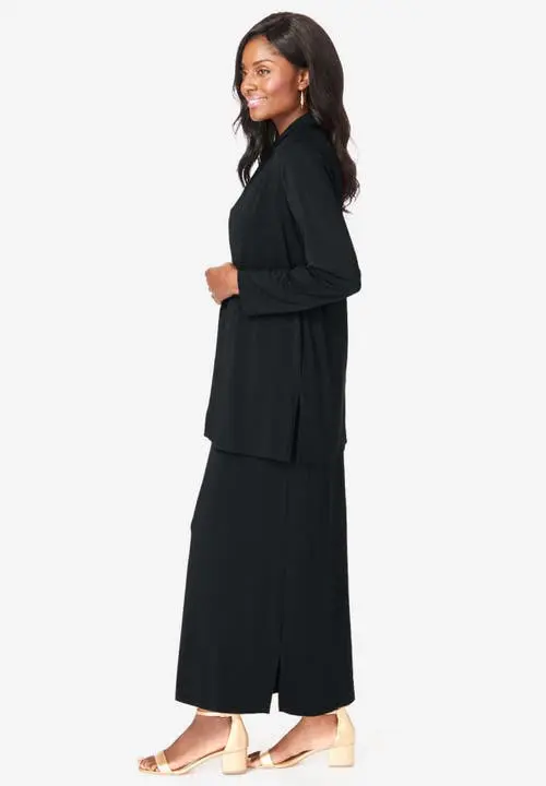 JESSICA LONDON Cowlneck Jacket Dress Set - Black