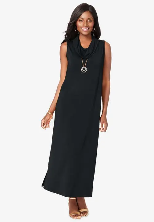JESSICA LONDON Cowlneck Jacket Dress Set - Black