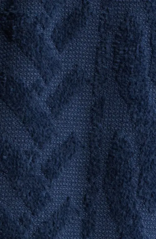 Majestic International Textured Cotton Terry Cloth Hooded Robe - Navy