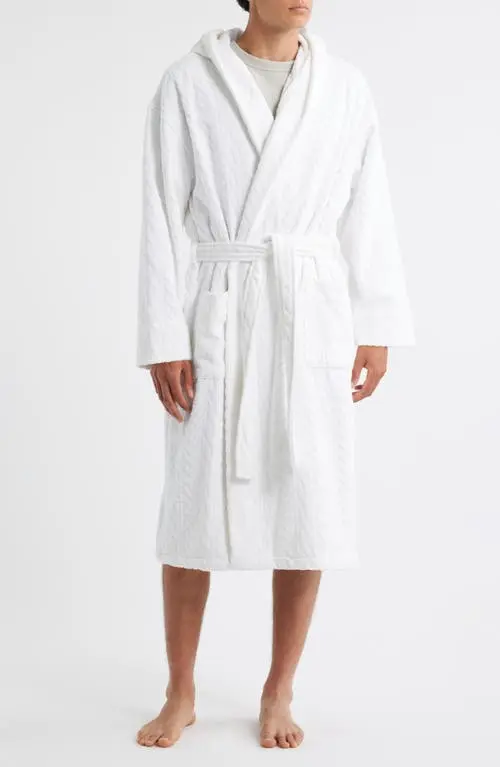 Majestic International Textured Cotton Terry Cloth Hooded Robe - White
