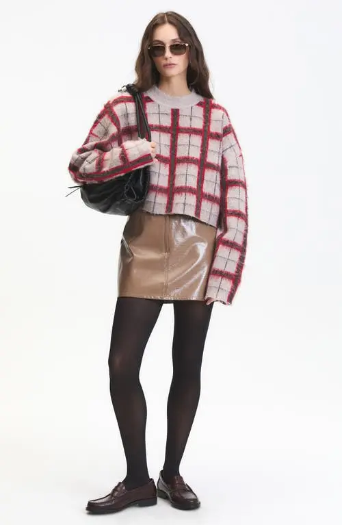 Deluc Plaid Jacquard Mock Neck Sweater - Mink
