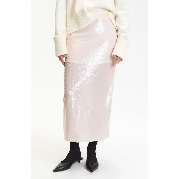 Deluc Logan Sequin Maxi Skirt - Off White