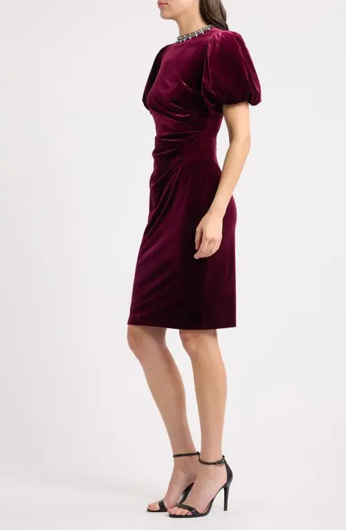 Eliza J Jeweled Neck Velvet Dress