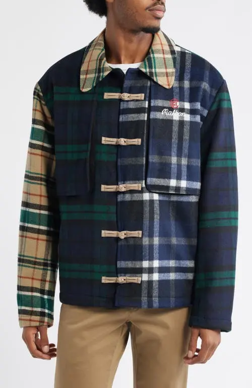 MALBON X Clot Plaid Patchwork Wool Blend Flannel Jacket