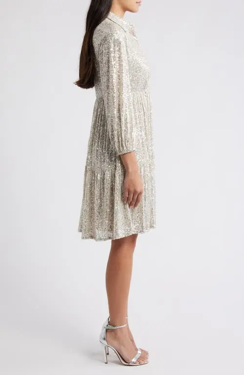 Eliza J Sequin Stripe Shirtdress