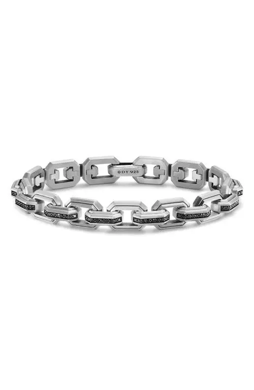 David Yurman Faceted Flat Link Bracelet - Silver Pave