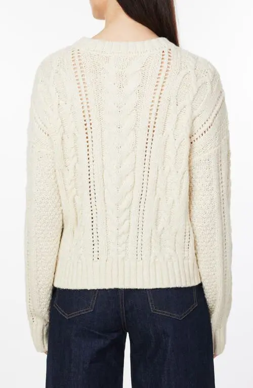 Habitual Cable Stitch Crewneck Sweater - Whisper White