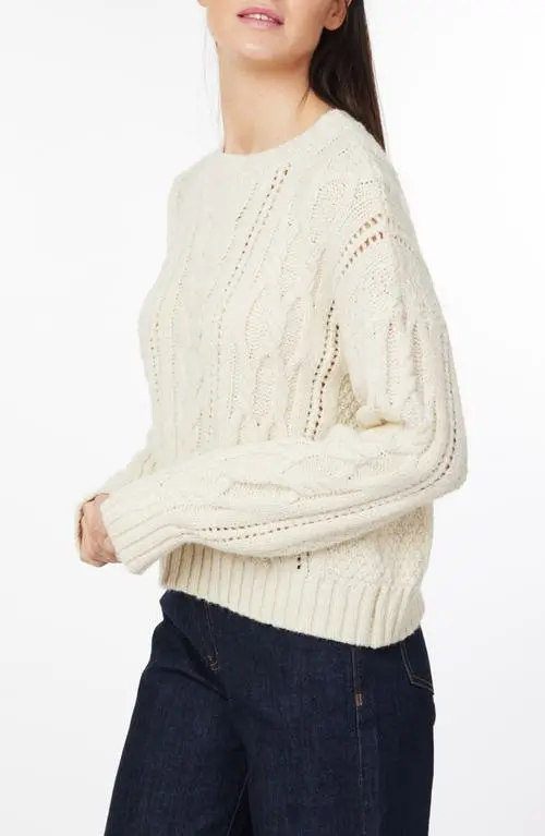 Habitual Cable Stitch Crewneck Sweater - Whisper White