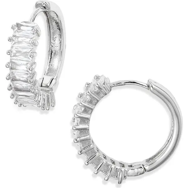 CHILD OF WILD Antoinette Cubic Zirconia Huggie Hoop Earrings - Silver