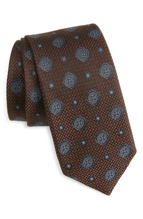 Nordstrom Luirisa Medallion Silk Tie - Chocolate