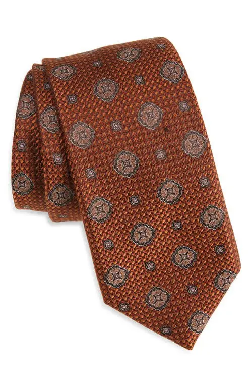 Nordstrom Luirisa Medallion Silk Tie - Cognac