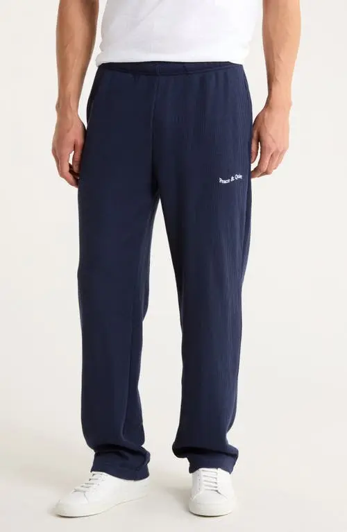 MUSEUM OF PEACE & QUIET Wordmark Waffle Knit Pants - Navy