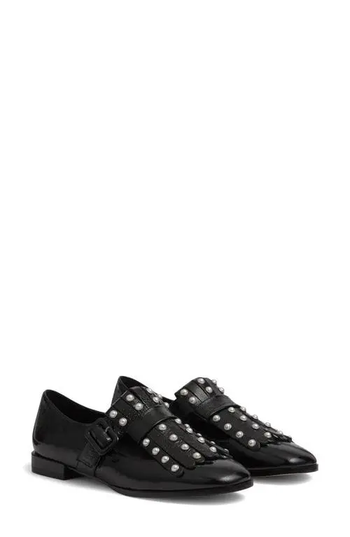 LK BENNETT Studded Fringe Loafer - Black