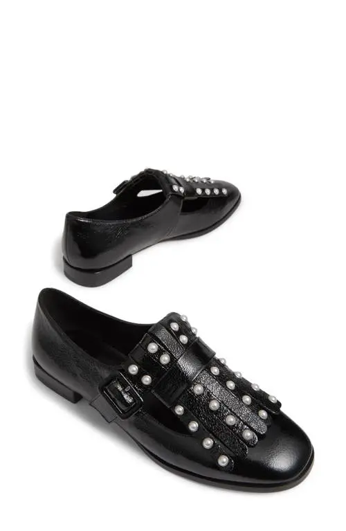 LK BENNETT Studded Fringe Loafer - Black