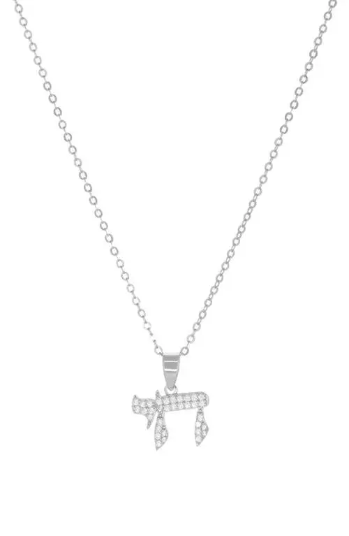 MARLYN SCHIFF Cubic Zirconia Chai Pendant Necklace - Sterling Silver