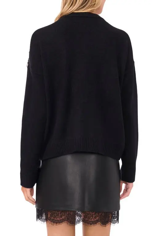 Vince Camuto Paillette Crewneck Sweater - Rich Black