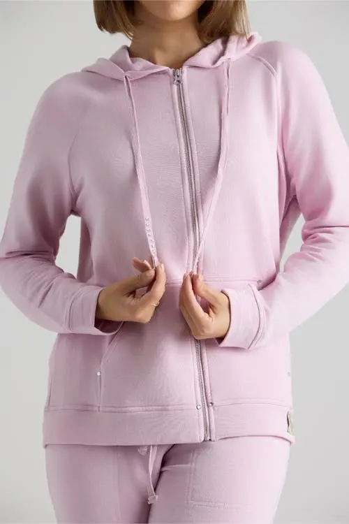 LE FAFO Evelyn Zip-up Fleece Hoodie - Petal Pink