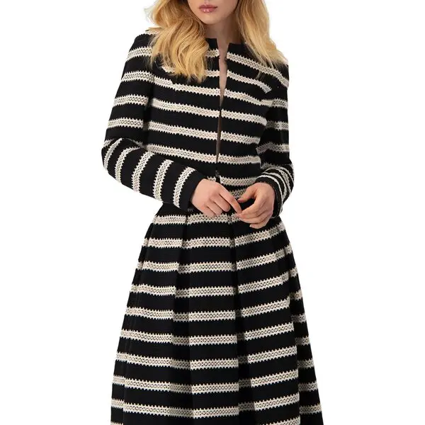 IVONNE Striped Cropped Jacket With Openwork Detailing