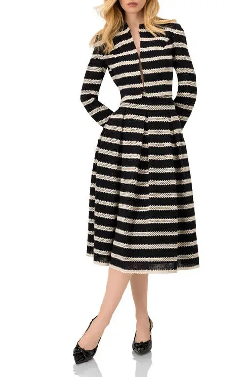 IVONNE Striped Cropped Jacket With Openwork Detailing