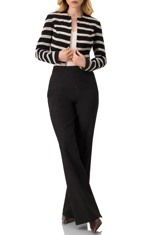 IVONNE Striped Cropped Jacket With Openwork Detailing
