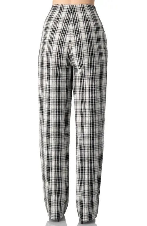 IVONNE Tailored Plaid Straight-leg Pants