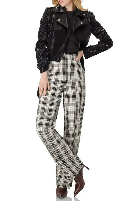 IVONNE Tailored Plaid Straight-leg Pants