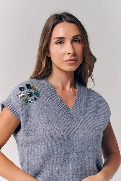 LE FAFO Embellished Sweater Vest