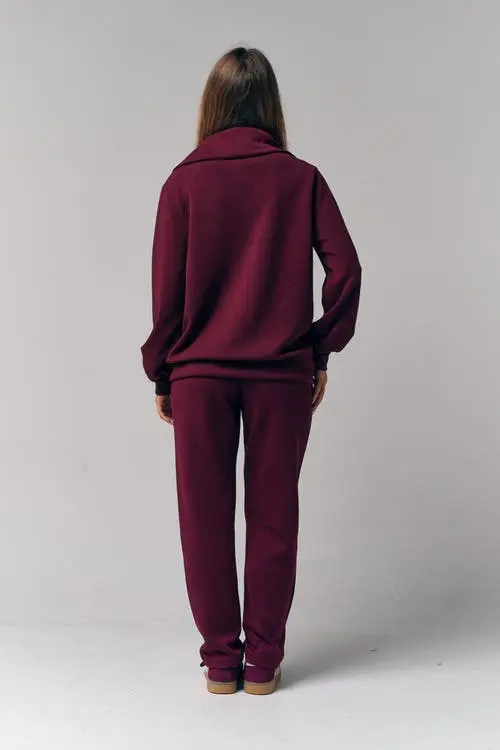 LE FAFO Pintuck Sweatpants - Burgundy