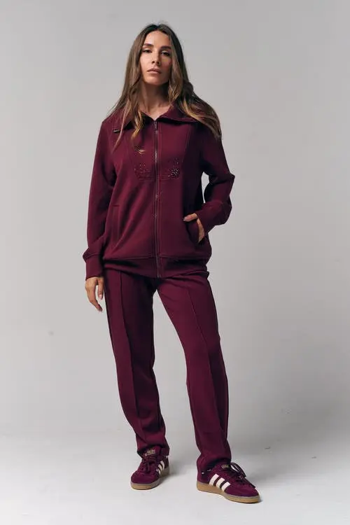 LE FAFO Pintuck Sweatpants - Burgundy