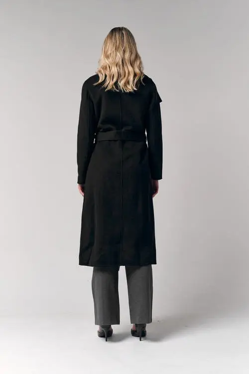 LE FAFO Draped Collar Merino Wool Wrap Coat