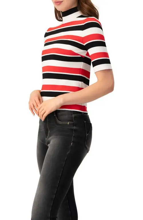IVONNE Striped Mock-neck Knit Top
