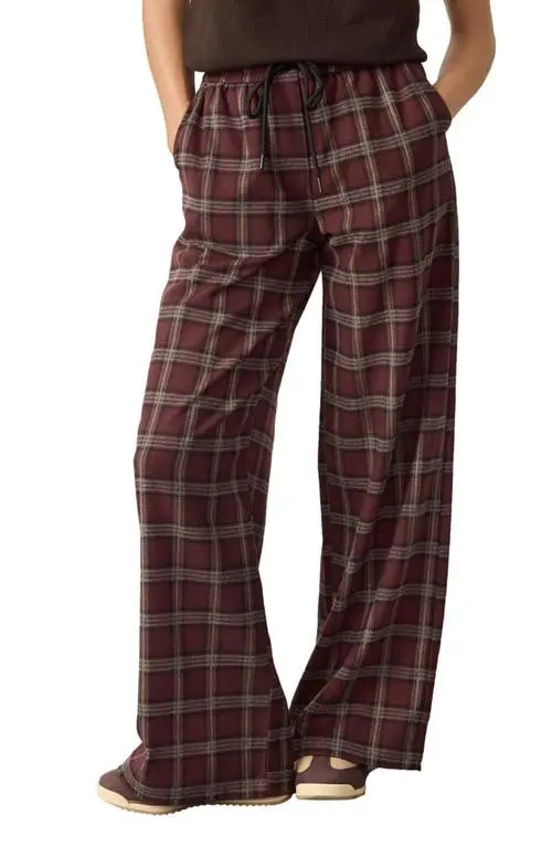 NEXT Check Plaid Wide Leg Drawstring Pants