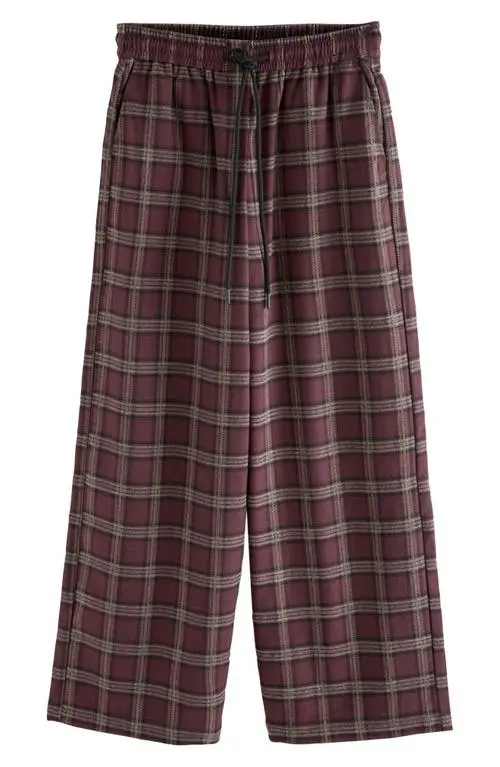 NEXT Check Plaid Wide Leg Drawstring Pants