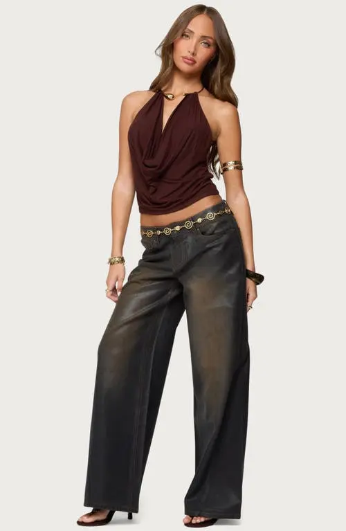 EDIKTED Cowl Neck Halter Top With Hardware Detail