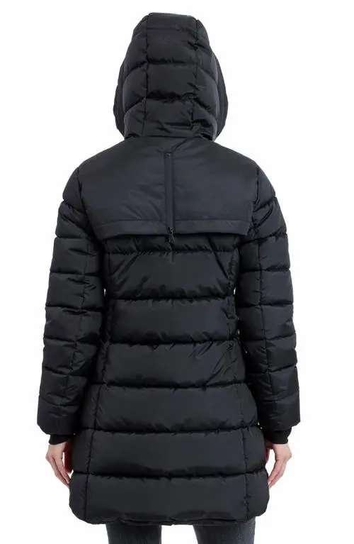 London Fog Fitted Puffer Coat - Black