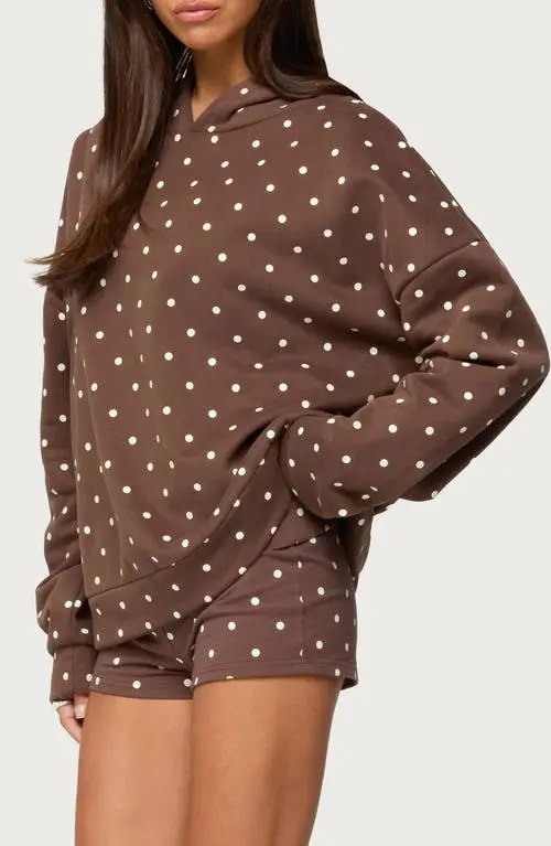 EDIKTED Polka Dot Hoodie - Brown