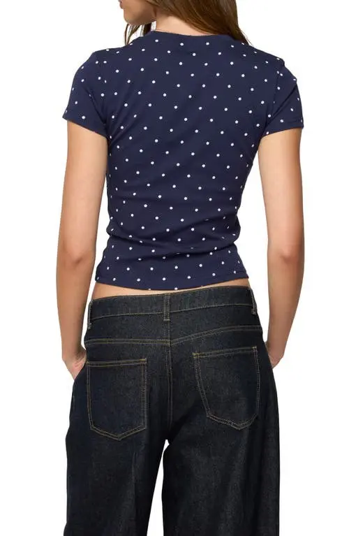 EDIKTED Polka Dot Crop T-shirt - Navy