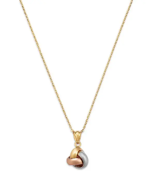 Bloomingdale'S Love Knot 14k Gold Pendant Necklace - Rose/white/gold