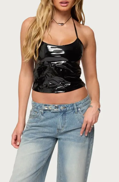 EDIKTED Vinyl Halter Top