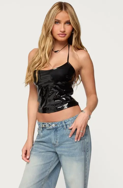 EDIKTED Vinyl Halter Top