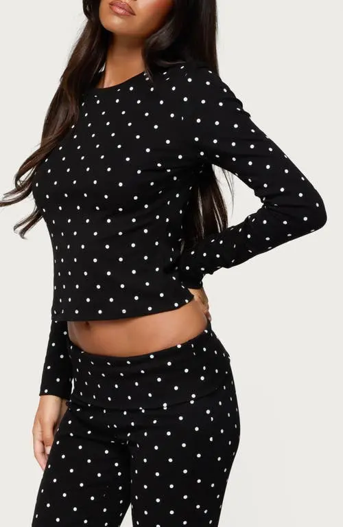 EDIKTED Polka Dot Crop T-shirt - Black