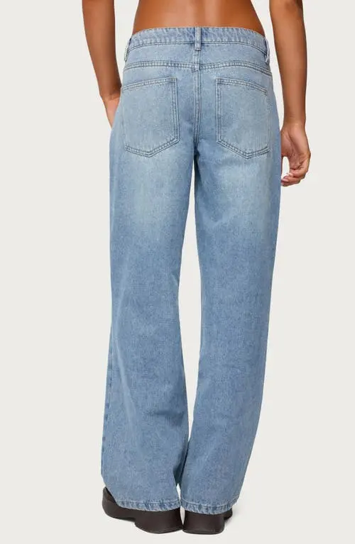 EDIKTED Dutton Distressed Low Rise Jeans - Light-blue