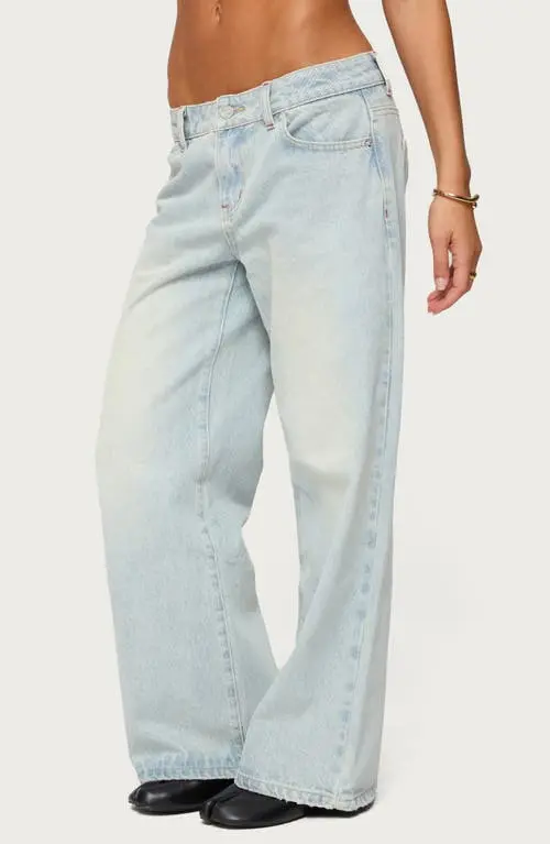 EDIKTED Relaxed Low Rise Straight Leg Jeans - Blue
