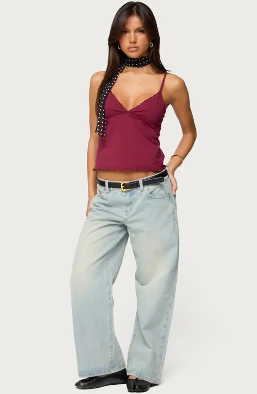 EDIKTED Relaxed Low Rise Straight Leg Jeans - Blue
