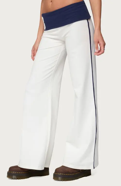 EDIKTED Contrast Foldover Wide Leg Pants