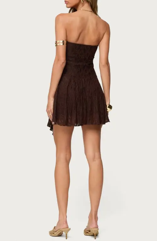 EDIKTED Elaia Lace Strapless Mini Dress - Brown