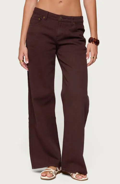 EDIKTED Roman Slouchy Low Rise Wide Leg Jeans - Brown