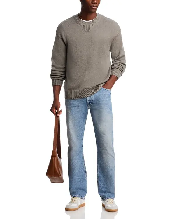 FRAME Crewneck Sweater With Suede Patches - Light Taupe
