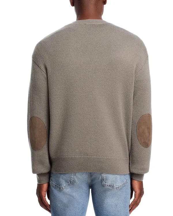 FRAME Crewneck Sweater With Suede Patches - Light Taupe