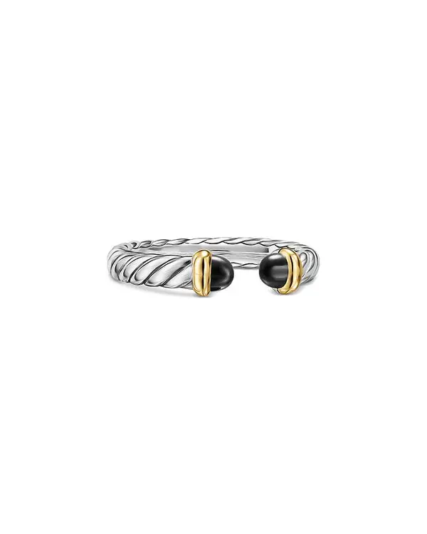 David Yurman Petite Cable Open Ring - Black Onyx/silver